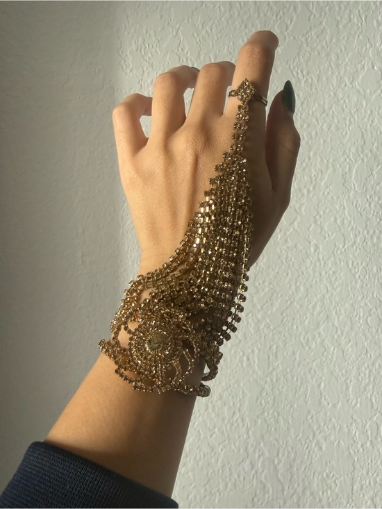 Jewelry | Gold Hand Chain Bracelet With Ring Connector | Poshmark